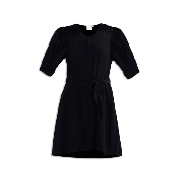 REISTOR Short Crepe Dress With Waist Tie
