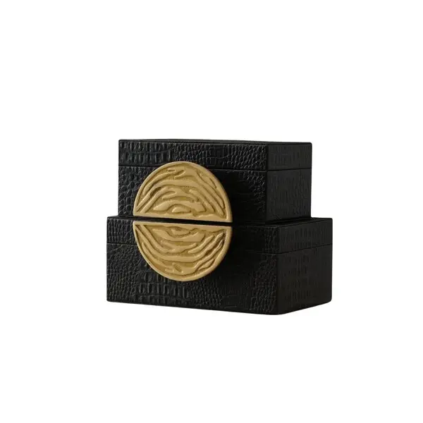 MARLETH Gold / Black Set Of Two Golden Crescent Leather Box Set - Gold/black