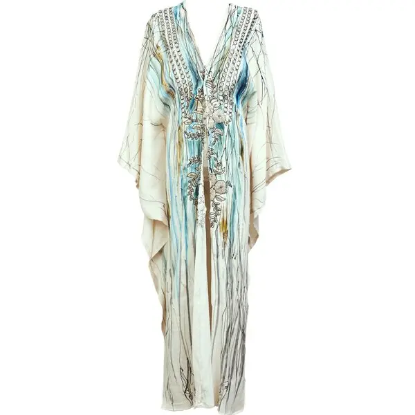 SANIYA KHAN Aqua Forest Caftan - White
