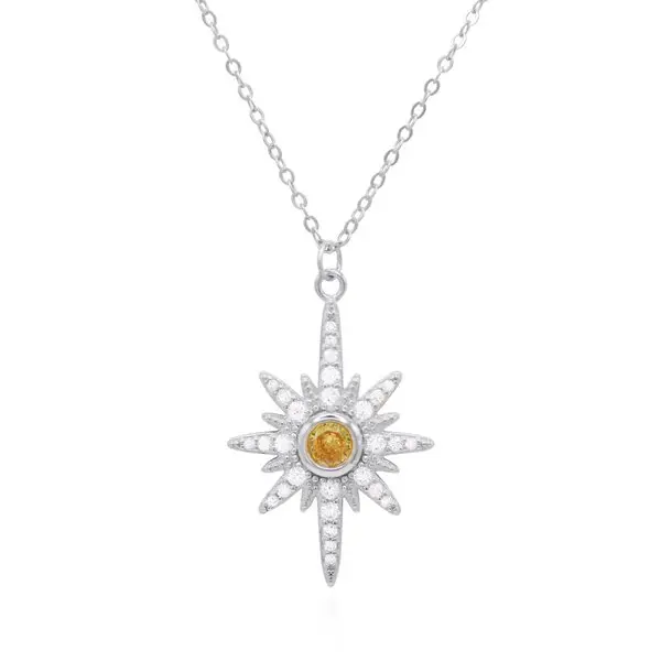 LUNA CHARLES Heidi North Star Birthstone Necklace - Silver