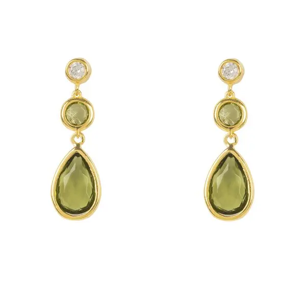 LATELITA Tuscany Peridot Drop Earrings - Green/gold