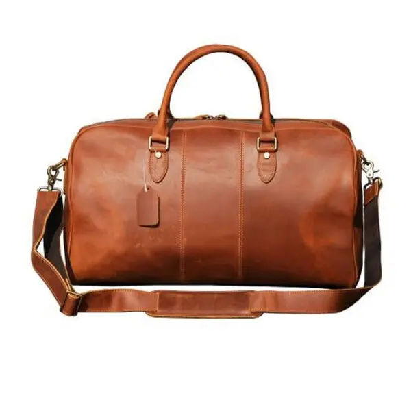 TOURI Distressed Leather Weekender Bag