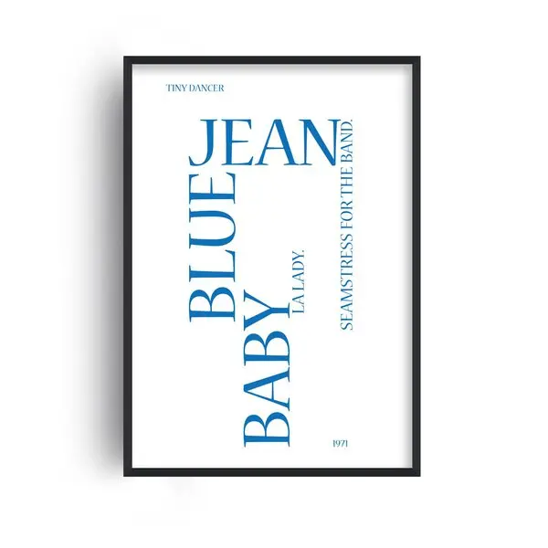 FANCLUB Tiny Dancer Retro Music Inspired Giclée Art Print A3 - Blue