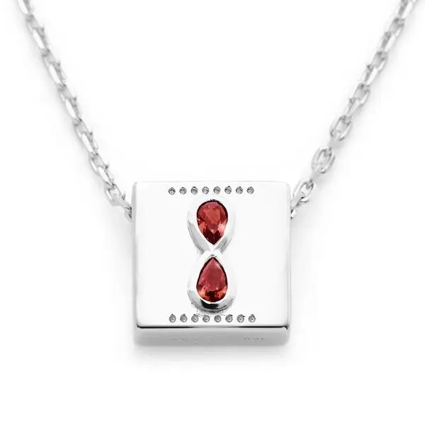 KOUREE This Too Shall Pass Sterling Necklace With Rhodolite Garnet - Silver