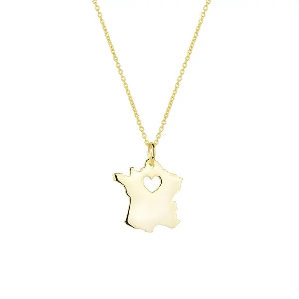 SPERO LONDON Love France Map Heart Sterling Silver Necklace - Gold