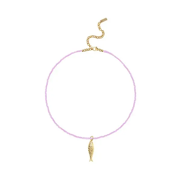 ADRIANA PAPPAS DESIGNS Lucky Fish Pendant Necklace - Purple/gold
