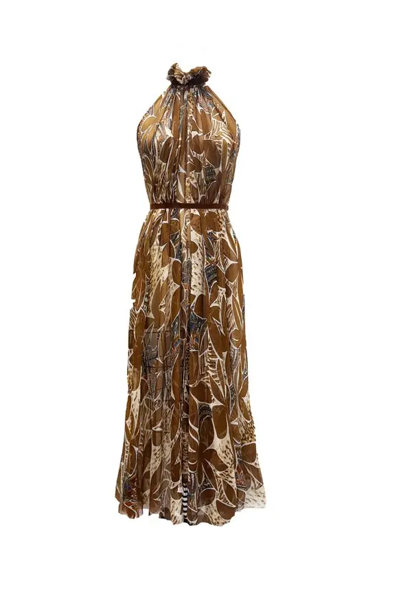 CAROL COELHO Terraforma Silk Chiffon Gown - Brown