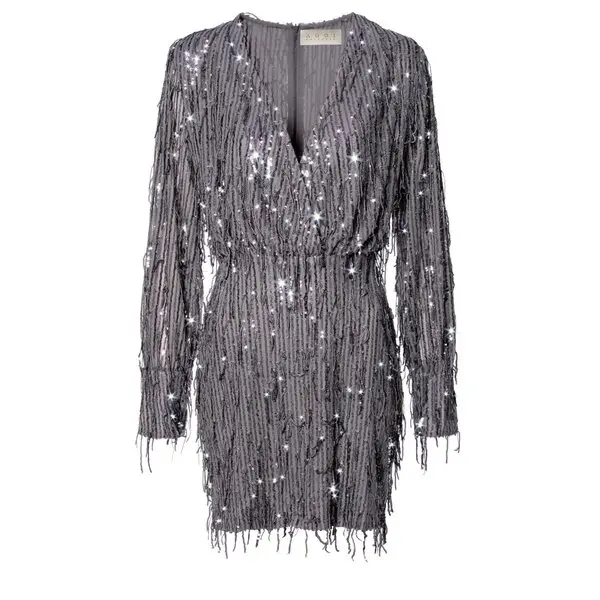 AGGI BY HALEWSKI Sequin Fringe Mini Dress