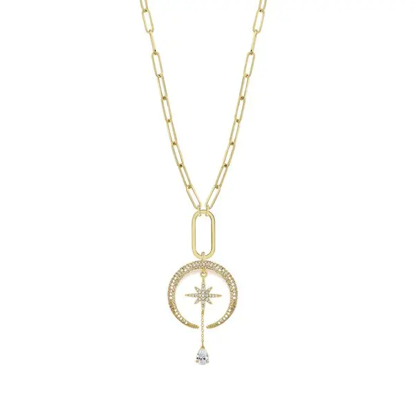 ADRIANA PAPPAS DESIGNS Crystal Crescent Necklace - Gold