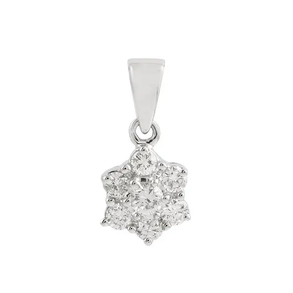 ARTISAN Diamond Flower Cluster Pendant In 18k Gold - White