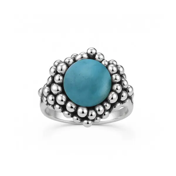 UNALOE Sterling Amazonite Statement Ring - Silver/blue