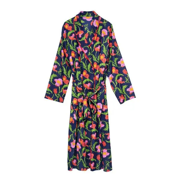 INARA Indian Cotton Midnight Sweetpea Robe - Green