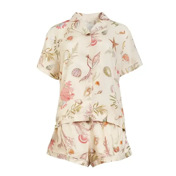 FABLE ENGLAND Neutrals Whispering Sands Lotus Short Pyjamas - Pink