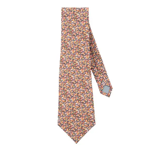 LE COLONEL Floral Print Standard Neck Tie - Grey