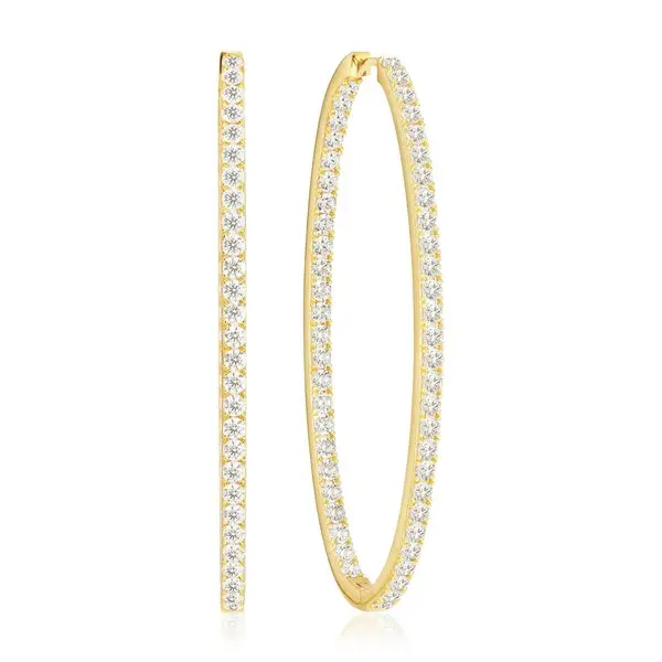 SIF JAKOBS JEWELLERY Ellisse Grande Hoop Earrings - Gold/white