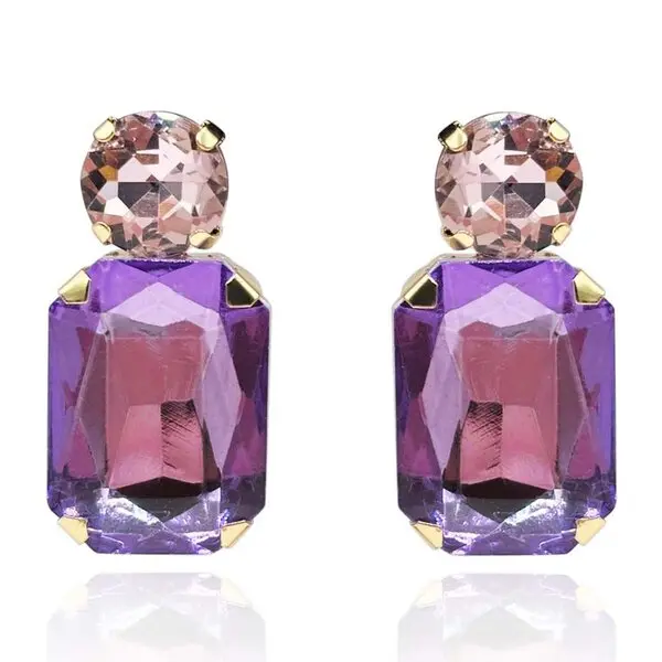 MICHAEL NASH JEWELRY Adelle Light Amethyst And Light Rose Crystal Drop Earrings - Pink
