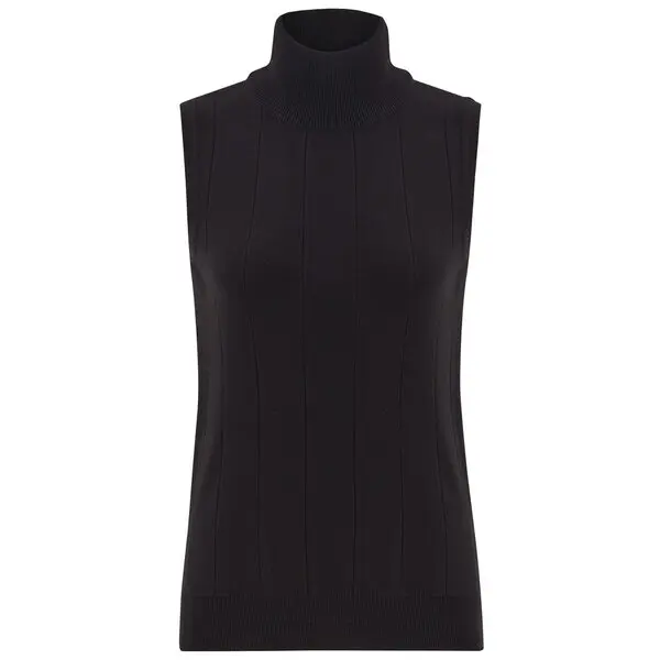 PERALUNA Slim Fit Sleeveless Turtleneck Blouse