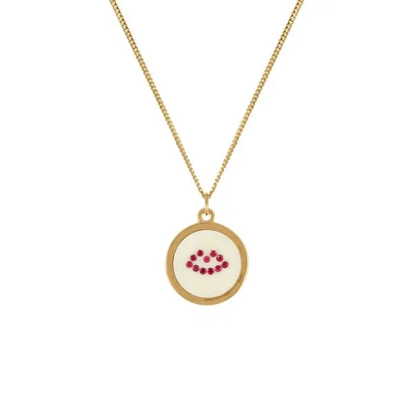 LEE RENEE Ruby Lips Pendant Necklace - Gold