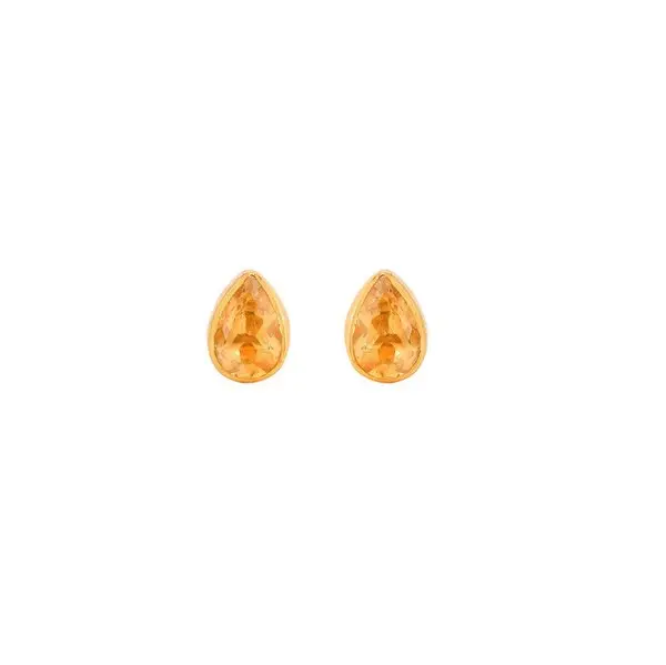 OPIUM JEWELS Teardrop Citrine Stud Earrings - Gold/yellow