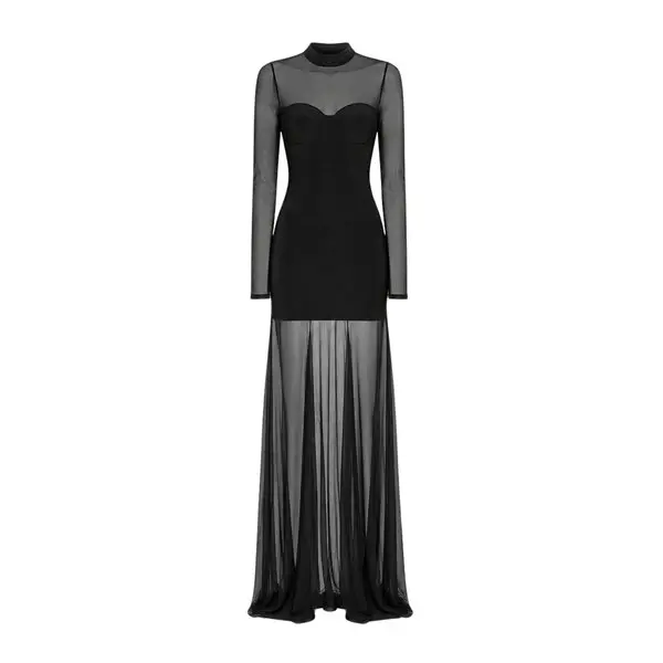 OW Kya Mesh Maxi Dress - Black