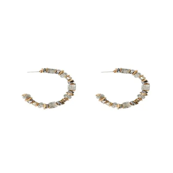 Saachi Beaded Crystal Hoop Earrings - Grey