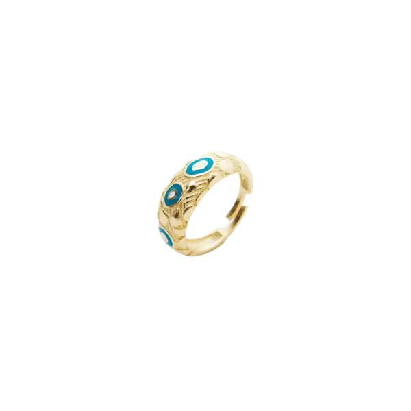SPERO LONDON Sterling Silver Evil Eye Ring - Gold