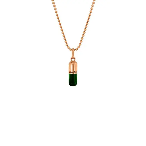 TRUE ROCKS Small Pill Pendant - Green/rose Gold