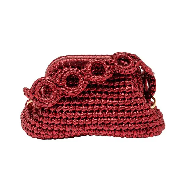 SIBYLLA DELPHICA Mini Metallic Crochet Clutch - Red