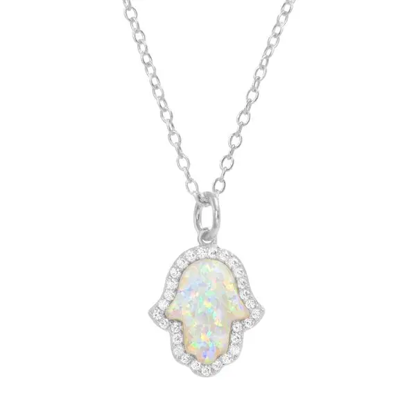 KAMARIA Opal Hamsa Hand Necklace - Silver