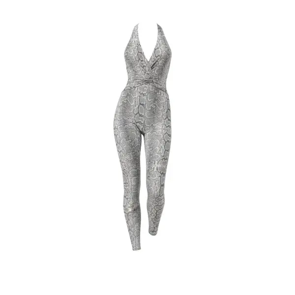 ALTRA VOLTA Silver Serpent Halterneck Jumpsuit - Gray