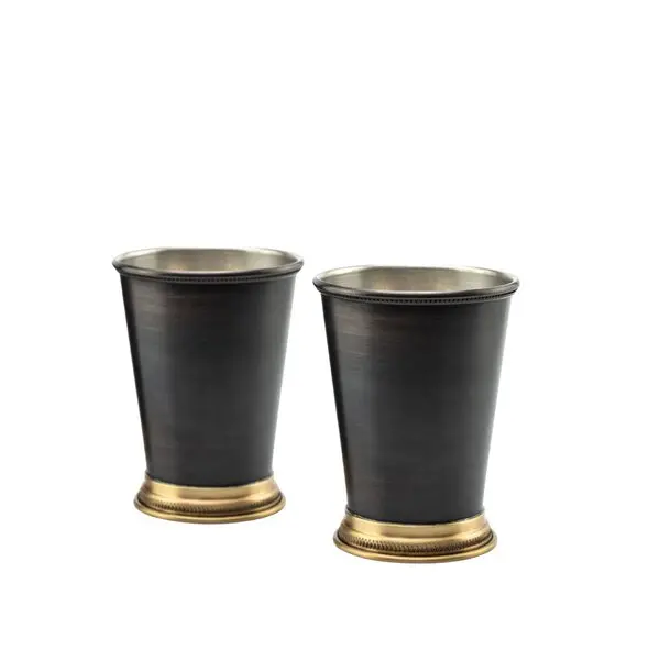 ANATOLIACRAFT Set Of Two Dark Copper Cup With Golden Detailing - Black