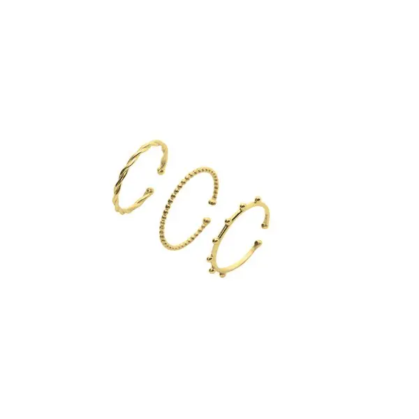 SPERO LONDON Skinny Layering Adjustable Ring Set - Gold