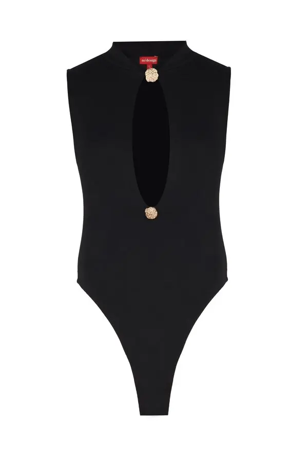NO'DESIGN Monica Button-detail Cut-out Bodysuit