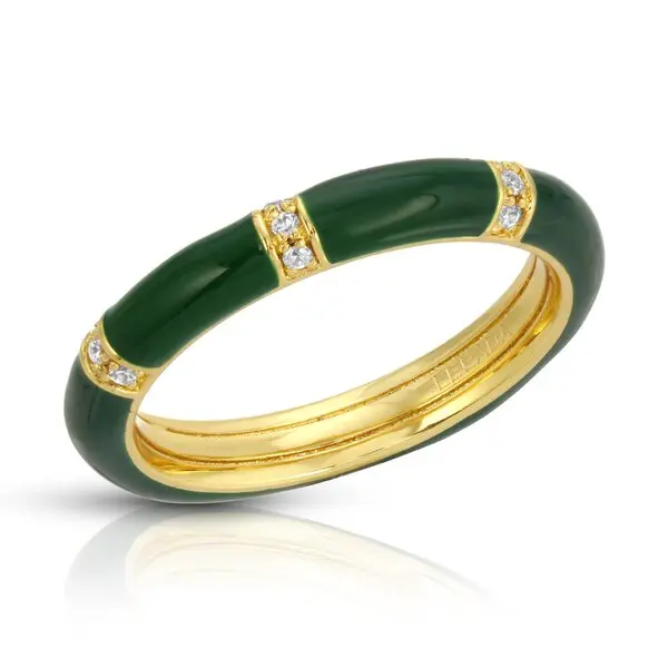 LEEADA JEWELRY Lamill Enamel Stacking Ring - Green