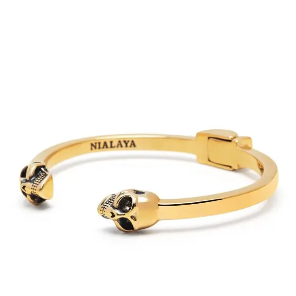 NIALAYA JEWELRY Skull Bangle - Gold