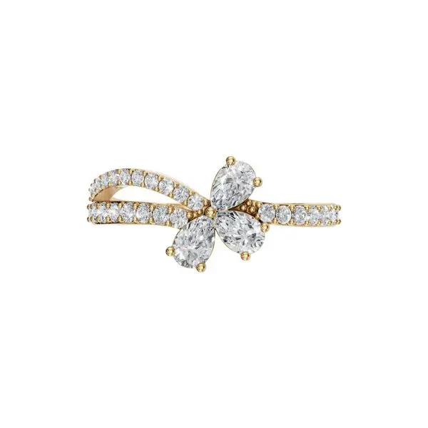 AYA FINE JEWELRY Eighteen Kt Illuminated Petal Diamond Ring - Yellow