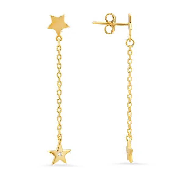 KYLIE HARPER Petite Dangling Stars Diamond Cz Earrings - Gold