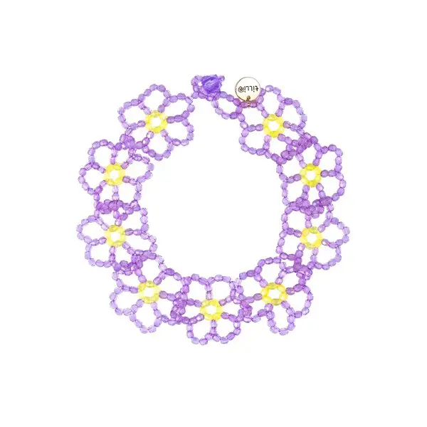 TILLIE BEADS Lavender Blossom Bead Necklace - Purple