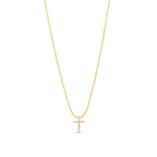 SHYMI Mini Pave Cross Ball Chain Necklace - Gold