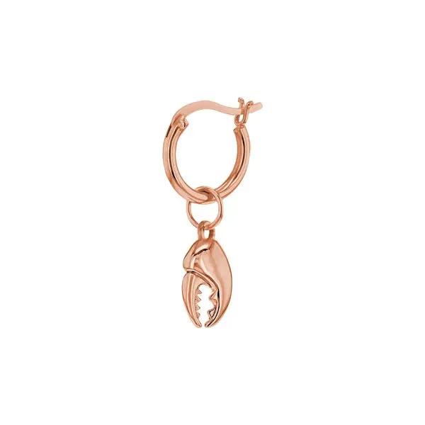 TRUE ROCKS Mini Crab Claw Charm Hoop Earring - Rose Gold