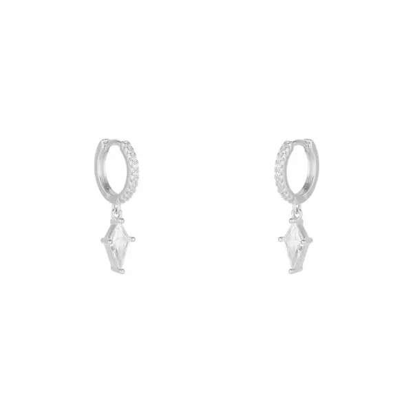 SPERO LONDON Sterling Triangle Pave Spike Hoop Earrings - Silver