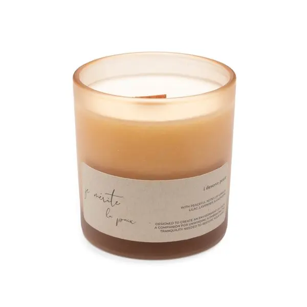JE MÉRITE (I DESERVE) Neutrals I Deserve Peace Vanilla & Lavender 8 Oz Candle - Purple/yellow