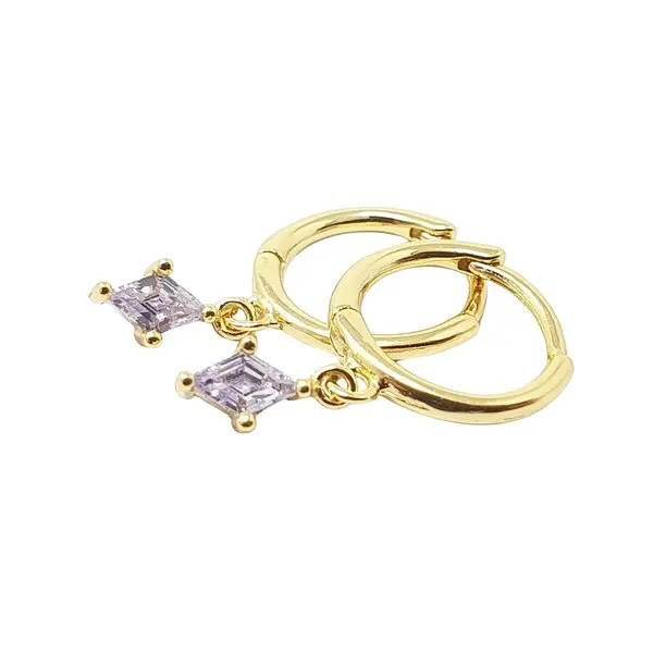 HARFI Alexandrite Dangle Hoop Earrings - Gold/yellow