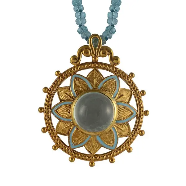 EMMA CHAPMAN JEWELS Bali Aquamarine Statement Necklace - Blue