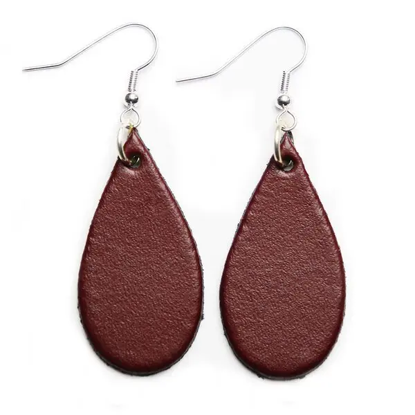 N'DAMUS LONDON Auricle Leather Drop Earrings - Red