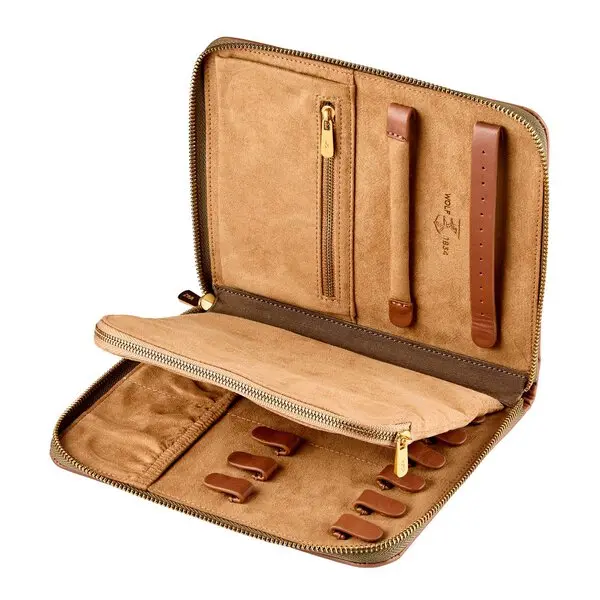 Wolf Ida Travel Zip Jewellery Portfolio - Brown