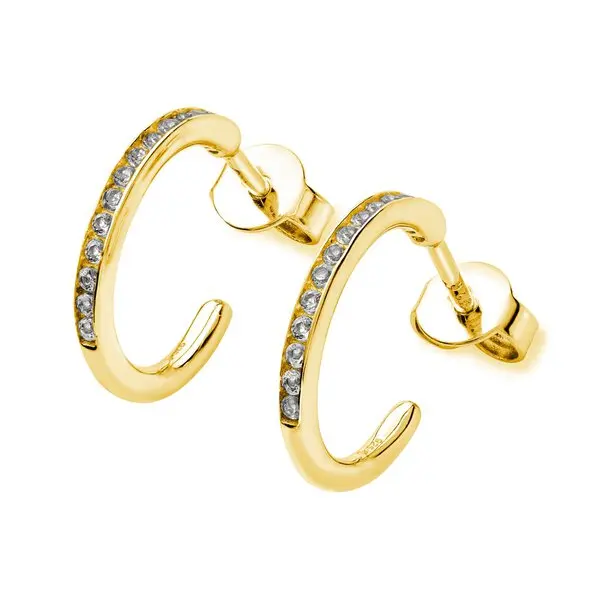 LUCY QUARTERMAINE Skinny Drop Hoop Earrings With White Topaz In Vermeil - Gold
