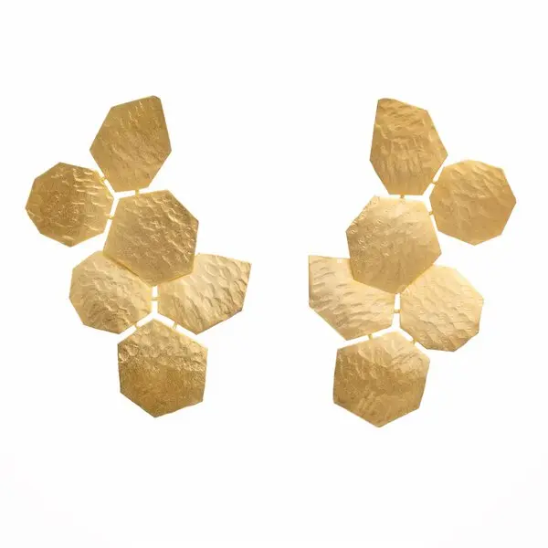 MERAKI BY RASHMI BAJAJ Plated Hammered Honeycomb Dangle Earrings - Gold