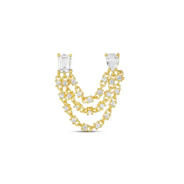 SHYMI Two Stone Triple Chain Earring - Gold