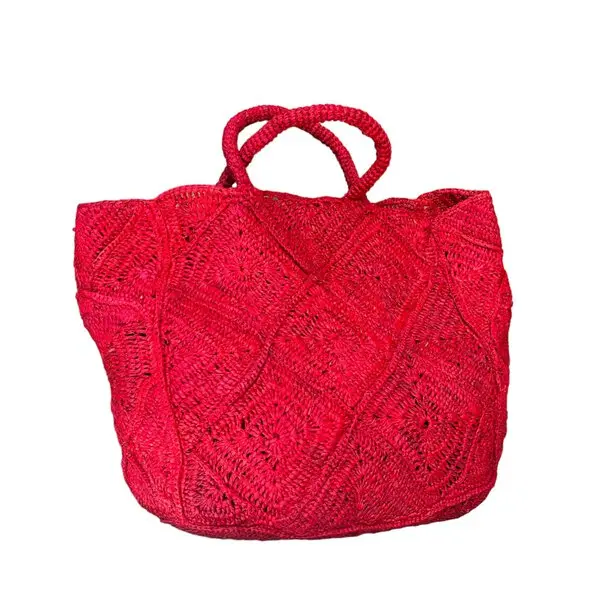 ZANATANY CONCEPTS Raffia Nico Tote Bag - Red